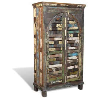 vidaXL B&uuml;cherschrank Altholz Mehrfarbig mit 3 Ablagen & 2 T&uuml;ren vidaXL