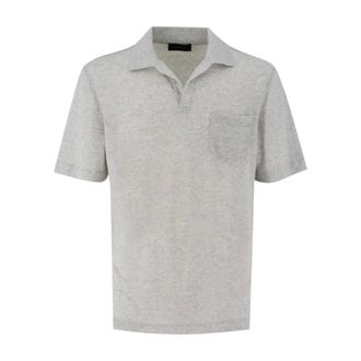 Sease Sease, Homme, Tops, Gris, Taille: L Polo en Lin et Coton avec Poche