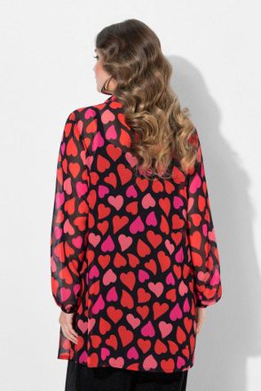 Miamoda Longbluse Bluse A-Linie Chiffon Punkte/floral