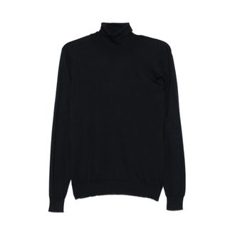 Fedeli Homme, Pulls, Bleu, Taille: 3XL Pull en Cachemire Col Roulé Bleu Marine