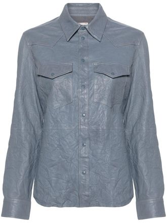 Zadig&Voltaire chemise Tamara en cuir &agrave; effet craquel&eacute; - Bleu