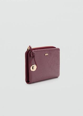 Mango Petit portefeuille avec mini perles bordeaux - Femme - Taille unique - MANGO