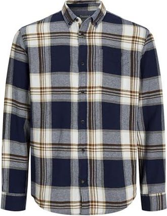 Jack & Jones Jjeclassic Chemise à Manches Longues pour Homme Motif Carreaux automnal, Bleu Marine, M
