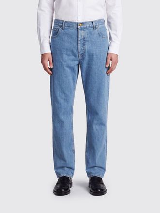 Thom Browne Jean droit en denim de coton &agrave; 5 poches et taille mi-haute