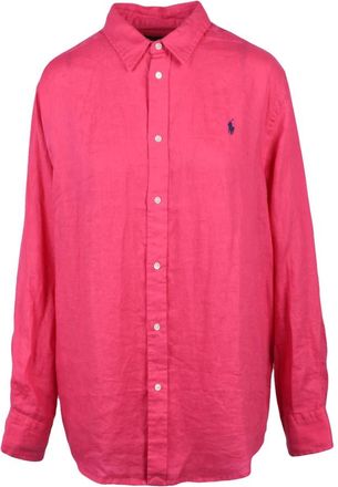 Polo Ralph Lauren Femme, Blouses et Chemises, Rose, Taille: 44 FR Chemise en Lin Coupe D&eacute;contract&eacute;e