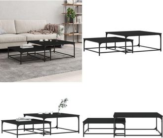 vidaXL Vidaxl - Satztische 2 Stk. Schwarz Holzwerkstoff - Couchtisch - Set - Wohnzimmertisch - Nighstand - Beistelltisch - Home & Living