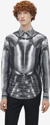 Alexander McQueen Popeline-Hemd mit Armour-Print - Item 839309QOABO1278