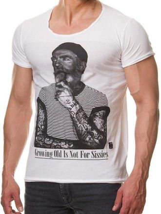 Red Bridge T-Shirt Red Bridge Herren T-Shirt Growing old is not for Sissies Lustiges Motiv, fransige Abschl&uuml;sse