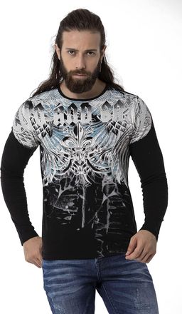 Cipo & Baxx Herren Sweatshirt CL516 Schwarz - Stylischer Pullover im Modernen Streetwear Look mit Rundhals & Print - Bequemer Sweater f&uuml;r Alltag, Freizeit & Party