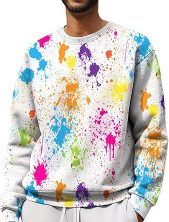 Generic DENGJIAMY Sweats &agrave; col rond pour hommes en plein air d&eacute;contract&eacute;s tendance graffiti automne tops tendance imprim&eacute; t-shirt &agrave; manches longues pour homme