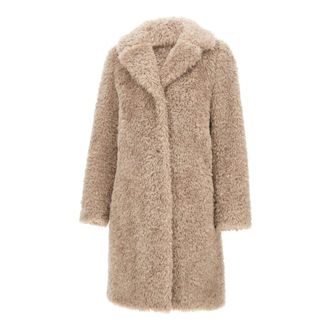 Herno Femme, Manteaux, Beige, Taille: 42 FR Manteau en fausse fourrure boucl&eacute;e alternative