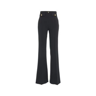 Elisabetta Franchi Femme, Pantalons, Noir, Taille: 44 FR Pantalon Palazzo Crêpe Noir