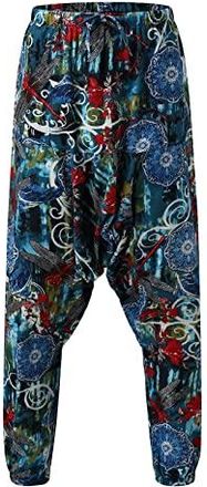 Generic Costume de pirate pour homme - Pantalon japonais rétro imprimé - Pantalon hippie décontracté - Pantalon de jogging hip-hop - Pantalon de jogging à ent