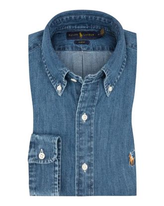 Ralph Lauren Jeanshemd mit Logo-Stickerei, Slim Fit in