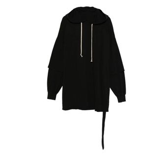 Rick Owens Doppellagiger Schwarzer Kapuzenpullover - - Sweatshirts & Hoodies - Herren - Schwarzk - ONE SIZE