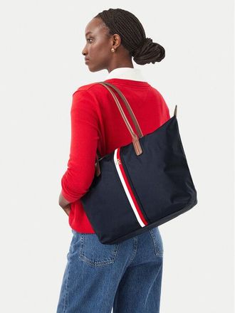 Tommy Hilfiger Handtasche Popette Tote Corp AW0AW19027 Dunkelblau