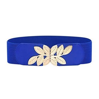 Generic Ceinture &eacute;lastique &agrave; boucle pour femme, bleu, 68x6cm