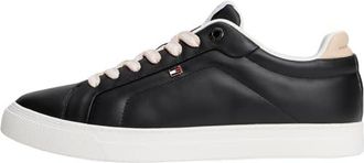 Tommy Hilfiger Baskets Cuvette Femme Icon Court Cuir, Noir (Black), 40