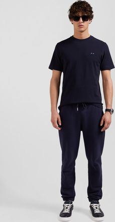 Eden Park T-shirt Manches Courtes En Coton Bleu Marine Broderie Dos Coupe Regular