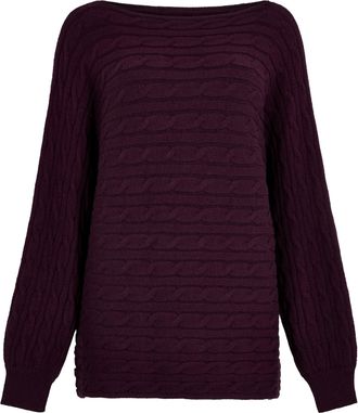 Apricot Cable Stripe Batwing Aran Jumper