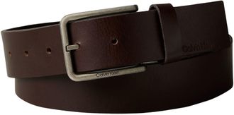 Calvin Klein Herren Gürtel Warmth Buckle Smooth 3,5 cm Eckige Schnalle, Braun (Ck Dark Brown/Antique Silver), 95 cm