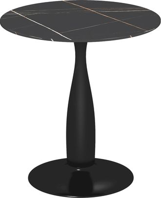 HOMCOM Esstisch 70 x 70 cm rund Küchentisch für 4 Personen Esszimmertisch mit Mamoroptik, Säule-Bein, Kaffeetisch moderner Tisch für Küche, Esszimmer und Woh