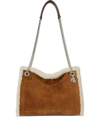 Lauren Ralph Lauren medium Bradley shearling-trim shoulder bag - Braun