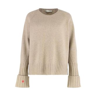 Tory Burch Gerippter Strickpullover mit floralen Details - - Knitwear - Damen - Beige - XS