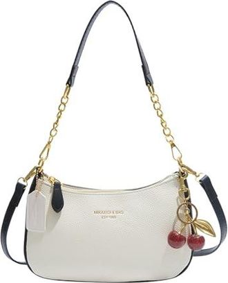 Generic Sac &agrave; bandouli&egrave;re croissant en PU, petit sac chic avec pendentif cerise pour femme, usage quotidien