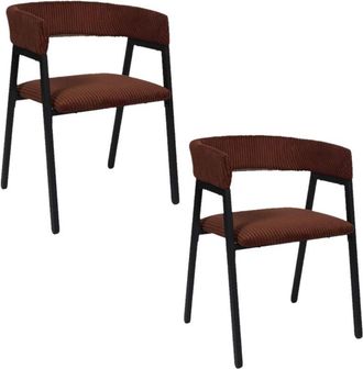 The Home Deco Factory Lot de 2 fauteuils design en tissu côtelé SCOTT