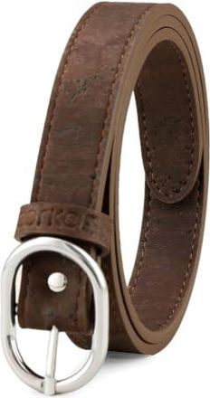 Corkor Ceinture en liège pour femme - 25 mm de large - Produit végétalien - Accessoire décontracté - Marron - Large