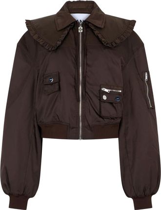 Ganni Femme, Vestes, Brun, Taille: 34 FR Duchesse Nylon Bomber Jacket