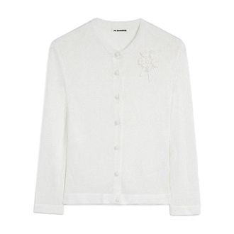 Jil Sander Blumige Strickjacke - - Knitwear - Damen - Wei&szlig; - S