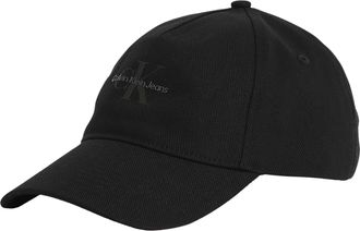 Calvin Klein Damen Cap Printed Monologo aus Baumwolle, Schwarz (NA Black), Einheitsgröße
