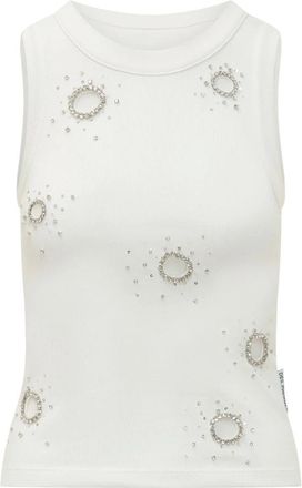 Des_Phemmes DES Phemmes, Femme, Tops, Blanc, Taille: 40 FR D&eacute;bardeur Orn&eacute; de Cristaux