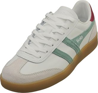 Gola Viper Leather CLB744 modische Damen-Sneaker, Wei&szlig;/Gr&uuml;n (Wei&szlig;/Gr&uuml;n/Kirschrot/Gummi), Standard-Passform, Gr&ouml;&szlig;e 39