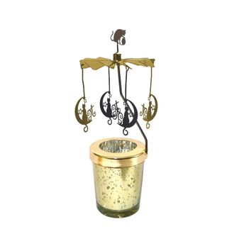 Generico Kerzen-Karussell, 17 cm hoch und 6,5 cm breit, drehbarer Kerzenhalter, Schneeflockendekoration aus Edelstahl | Drehbare Tischdekoration aus Metall f&uuml;r