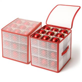 Com-Four 2X Aufbewahrungsbox f&uuml;r insgesamt 54 Weihnachtskugeln - Christbaumschmuck-Sortierbox - Christbaumkugeln- und Weihnachtsdeko-Organizer - Aufbewahrung f