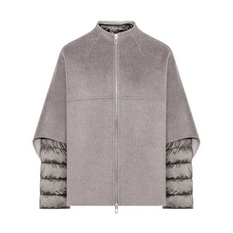 Duno Ungef&uuml;tterter Umhang aus Wolle und Seide - - Jackets - Damen - Grau - L