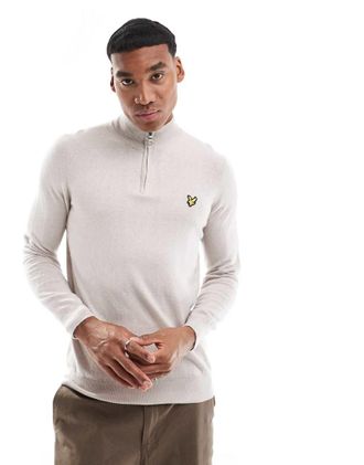Lyle & Scott Pull zipp&eacute; en laine m&eacute;rinos et coton - Cr&egrave;me-Neutral