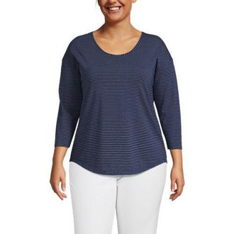 Lands End Flie&szlig;endes Shirt mit Ballettausschnitt n Plus-Gr&ouml;&szlig;e, Damen, Gr&ouml;&szlig;e:56-58 plus, Blau, Elasthan/Baumwoll-Mischung, by Lands End