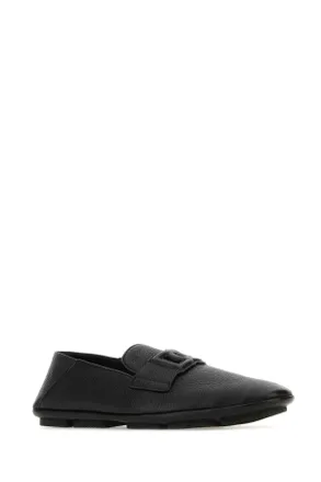 Dolce & Gabbana Mens Black Leather Driver Loafers Nero Mocassini
