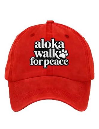 Generic Broderie &agrave; la main Unisexe Marche pour Peace Hat Moines et Aloka Dog Peace Walking Casquette de baseball, Rouge, Taille unique