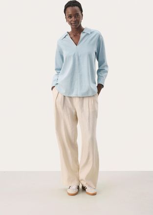 Part Two Langarm - Hemd Oversize fit Whiteish Blue denim