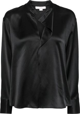 Vince Drapierte Seidenbluse - Schwarz