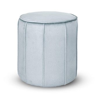 MG Design Runder Sitzhocker 42 x 45,5 cm in Hellblau mit Ziern&auml;hten - Gepolsterter Polsterhocker mit F&uuml;&szlig;en f&uuml;r Wohnzimmer oder Schlafzimmer