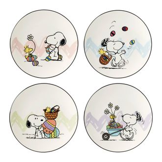 Lenox 895684 - Peanuts Easter Snoopy 4er Set Deko-Teller Frühlingsgeschirr