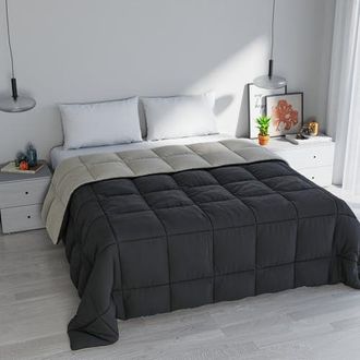 Italian Bed Linen ELEGANT Wintersteppdecke, Dunkelgrau/Hellgrau, 260x260cm