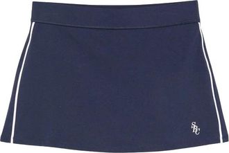 Sporty & Rich Tennis-Minir&ouml;ck mit Logo-Stickerei und Kontrastbesatz - - Skirts - Damen - Blau - M