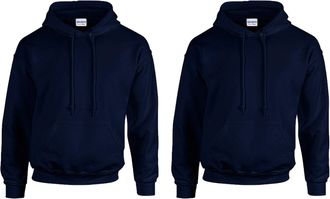 Gildan Herren Kapuzenpullover Adult 50/50. Hooded Sweat/18500, Einfarbig (XXL, 2er Navy + 1x HL Kauf Notizblock)